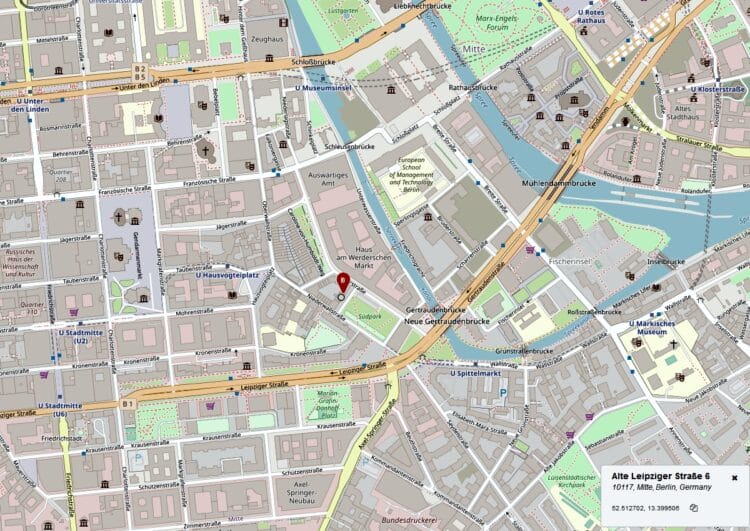 Karte Alte Leipziger Str. 6 Berlin Open Street Map | Taxi Times